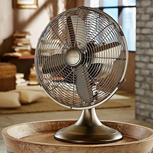 HOLMES Heritage Collection Table Fan, 12-inch, Brushed antique nickle ...